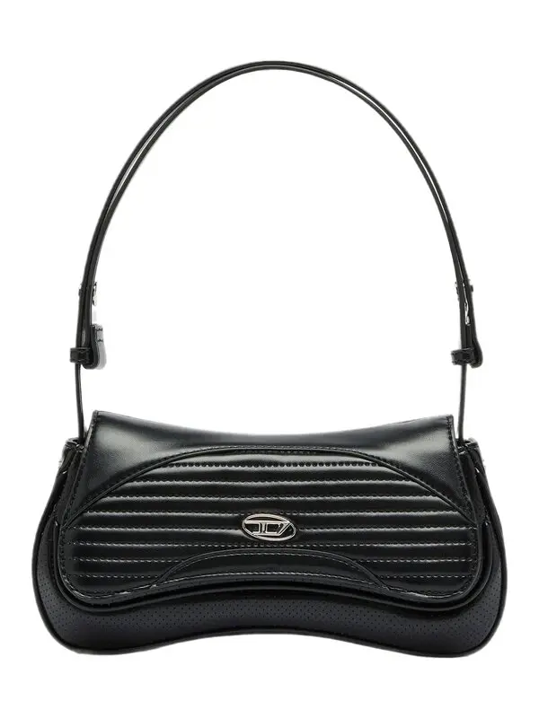 DIESEL® Mini Shoulder Handbag With Metal Oval D Logo - Nero