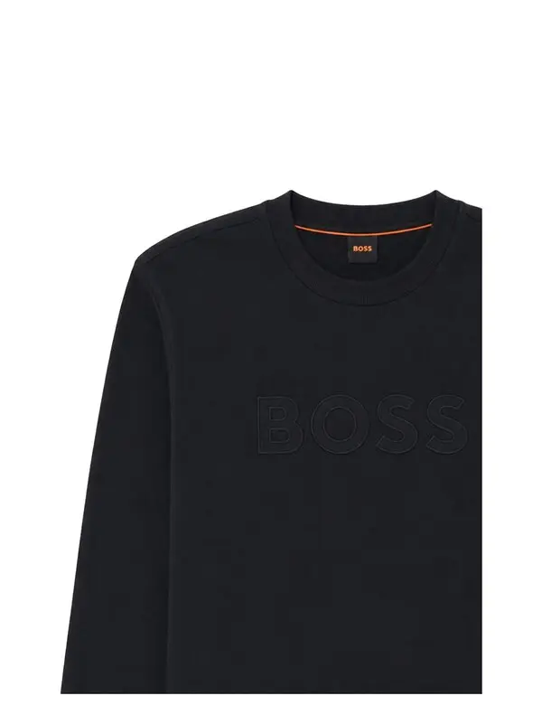 BOSS Logo Embossed Crewneck Sweatshirt - Black