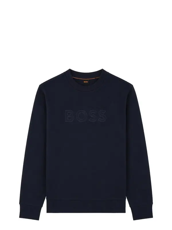 BOSS Embossed Logo Crewneck Sweatshirt - Blue