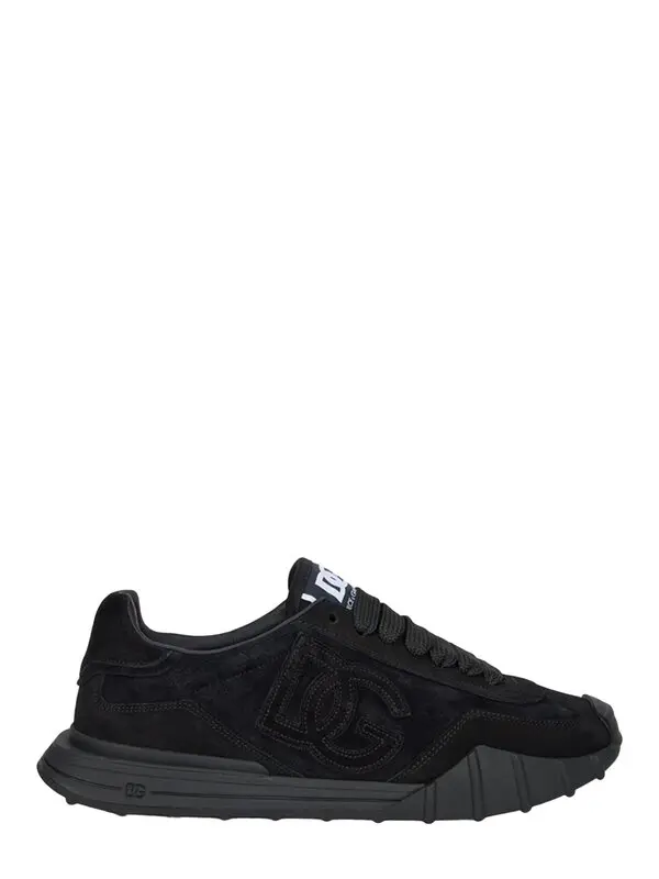 Dolce & Gabbana Suede Lace-up Sneakers With Reinforced Rubber Sole - Black