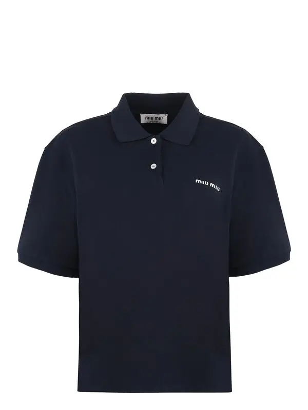 Miu Miu Cotton Piquet Polo Shirt - Blue