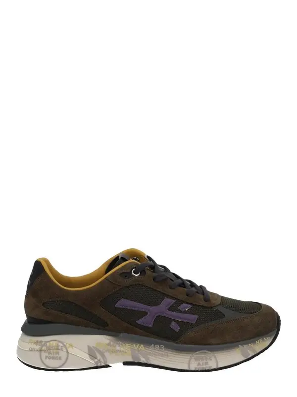 Premiata Moerun Runner Sneakers With Calf Leather Mix - Multicolour