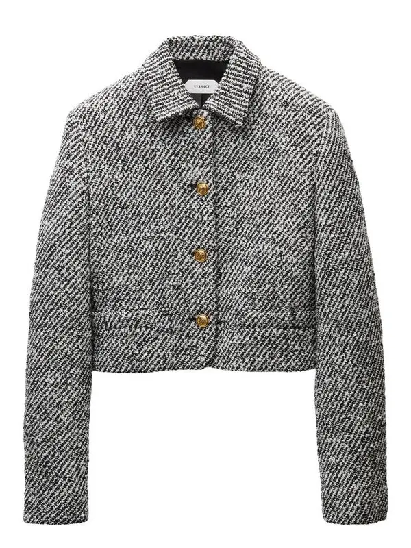 Versace Bouclé Wool Jacket - Black