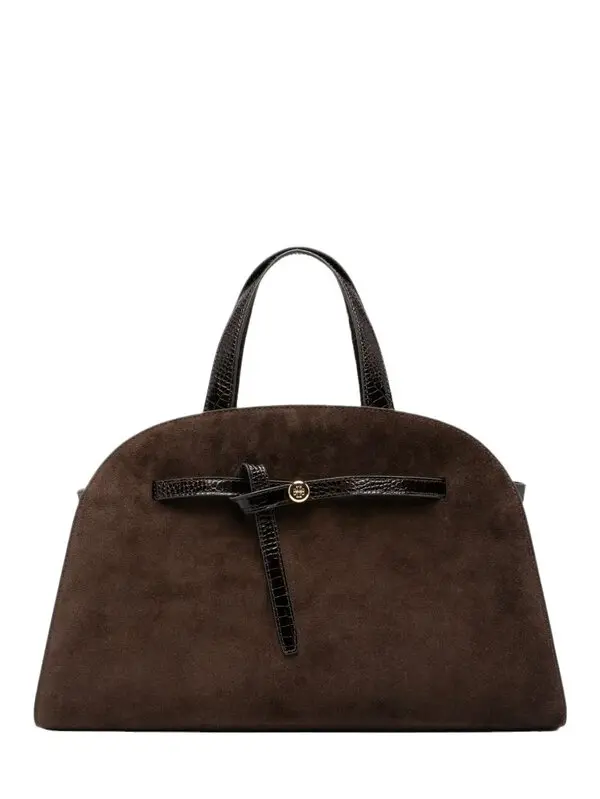 Tory Burch Suede Leather Boston Bag - Brown