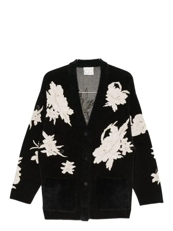 FORTE_FORTE Jacquard Cardigan - Black