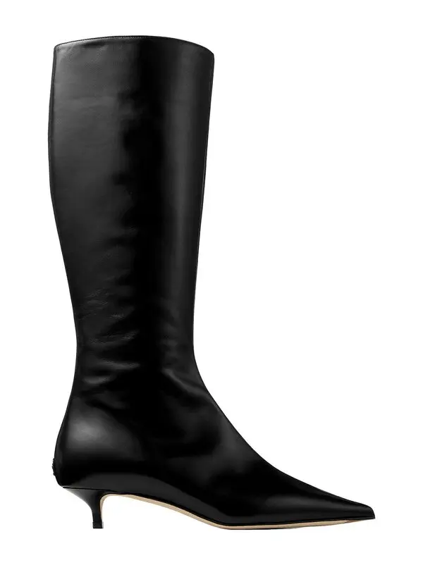JIMMY CHOO Amis Knee-high Boots In Shiny Biker Leather - Black