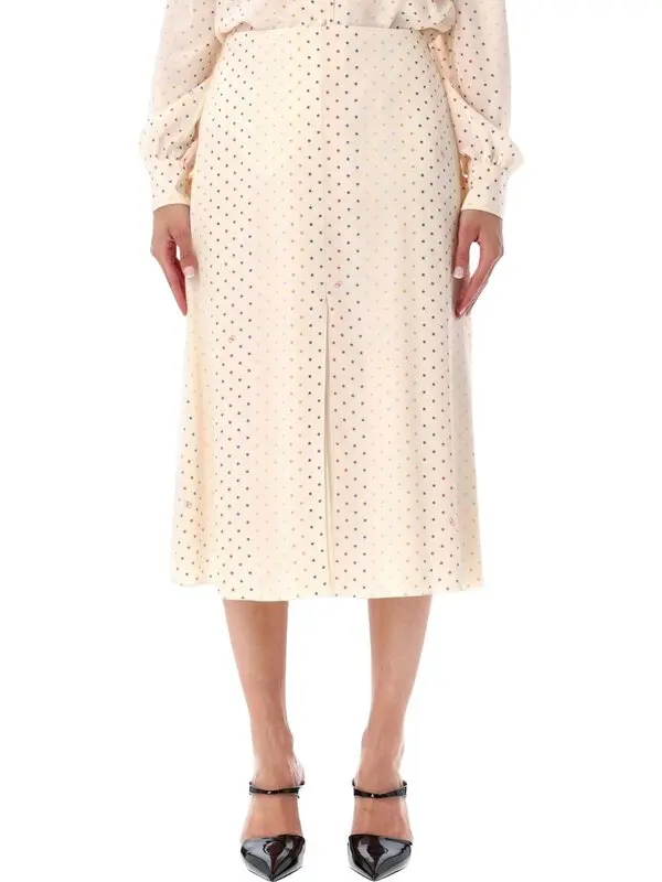 Valentino Garavani Vlogo Signature Print Silk Midi Pencil Skirt - Ivory