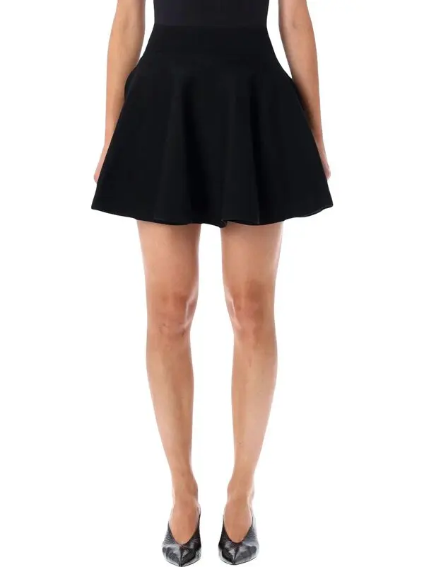 AMI Paris High-waisted A-line Mini Skirt With Embroidered Monogram - Black
