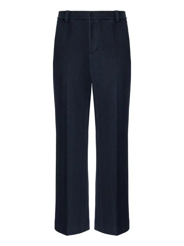 Missoni Tone-on-tone Chevron Cotton And Viscose Trousers - Blue