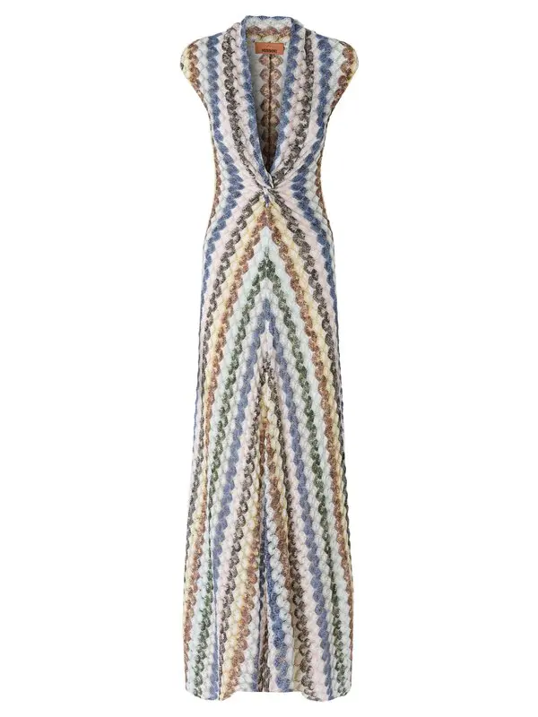 Missoni Long Lace Dress With Knot Detail - Multicoloured