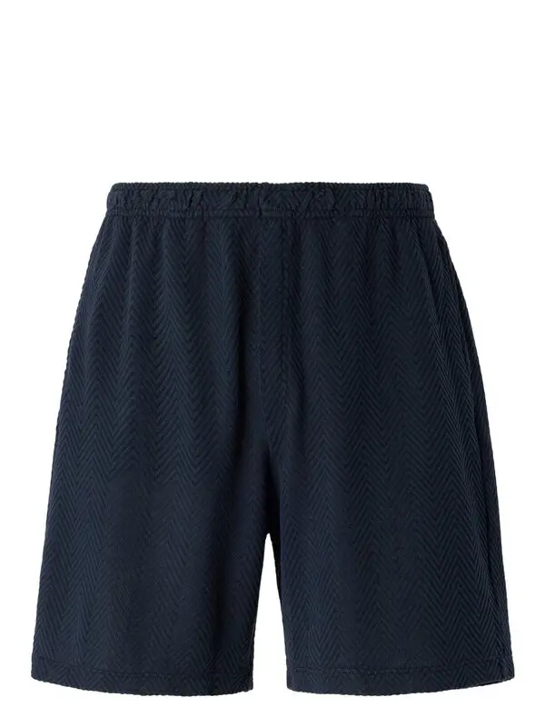 Missoni Tone-on-tone Chevron Cotton And Viscose Bermuda Shorts - Blue