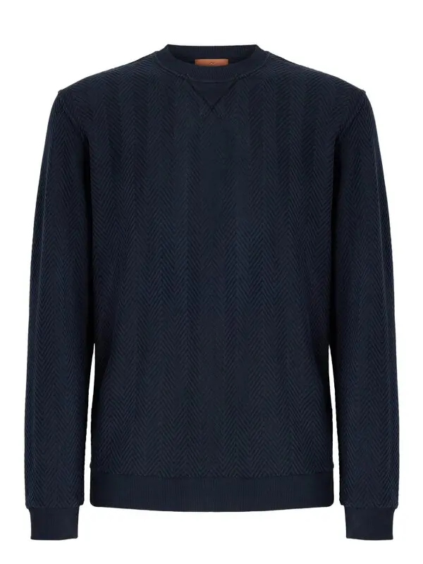 Missoni Chevron Cotton And Viscose Crewneck Sweatshirt - Blue