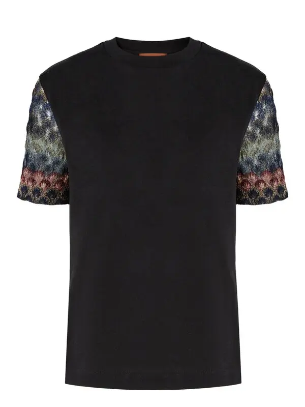 Missoni Cotton Crewneck T-shirt With Chevron Sleeves - Multicoloured