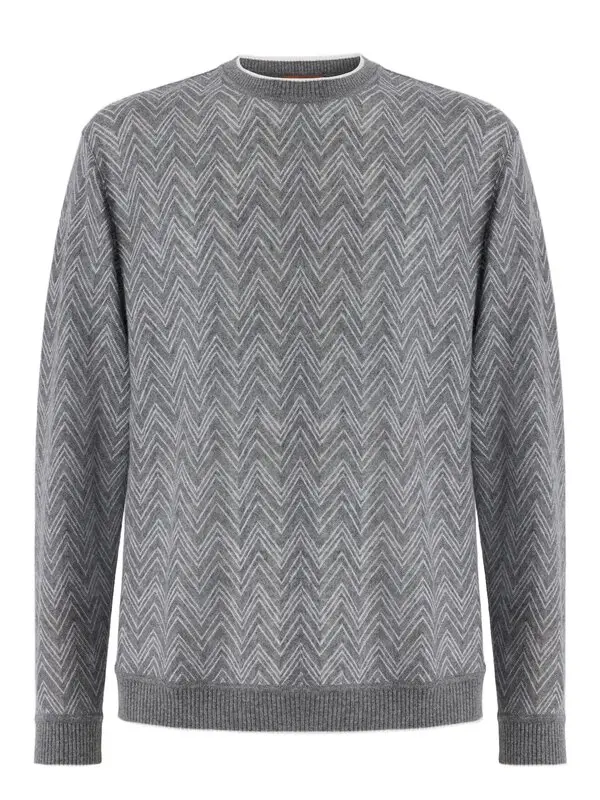 Missoni Long-sleeve Zigzag Cashmere Sweater - Grey