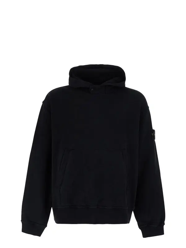 Stone Island Hoodie With Logo Patch - Black