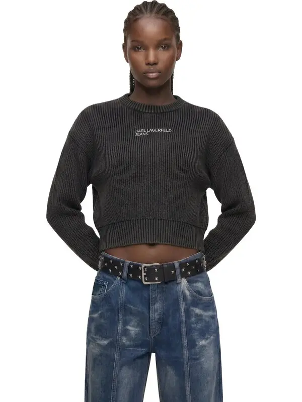 KL JEANS Jeans Washed Rib-knit Sweater - Turbulence