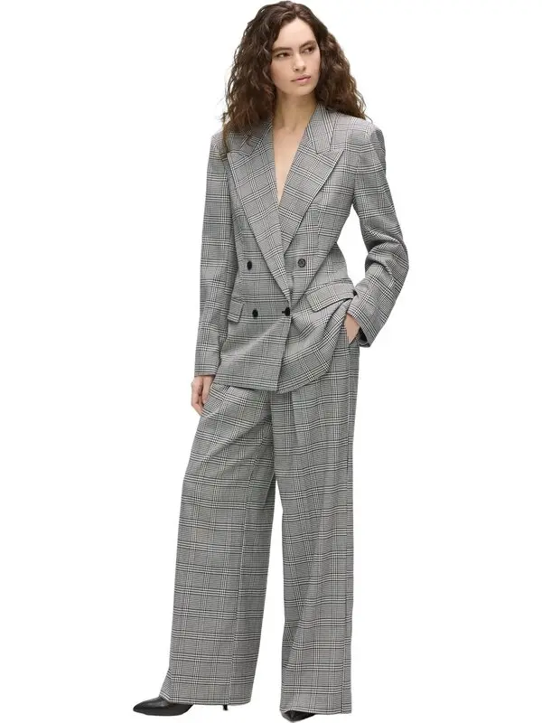 Karl Lagerfeld Wide-leg Checked Wool-blend Trousers - Black-white Houndstooth