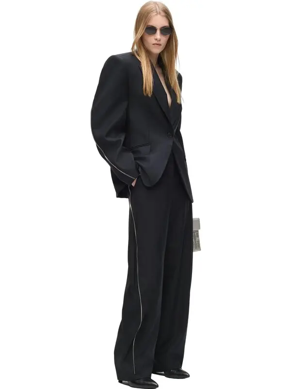 Karl Lagerfeld Barrel-leg Zip Pants - Black