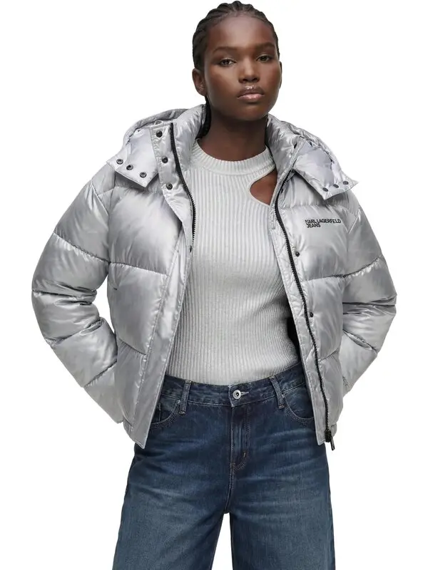 KL JEANS Jeans Cropped Shiny Puffer Jacket - Grey