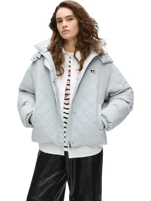 Karl Lagerfeld Ikon Quilted Puffer Jacket - Silver