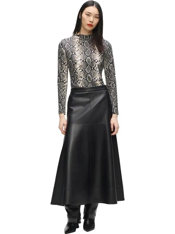 Karl Lagerfeld Faux-leather Midi Skirt - Black