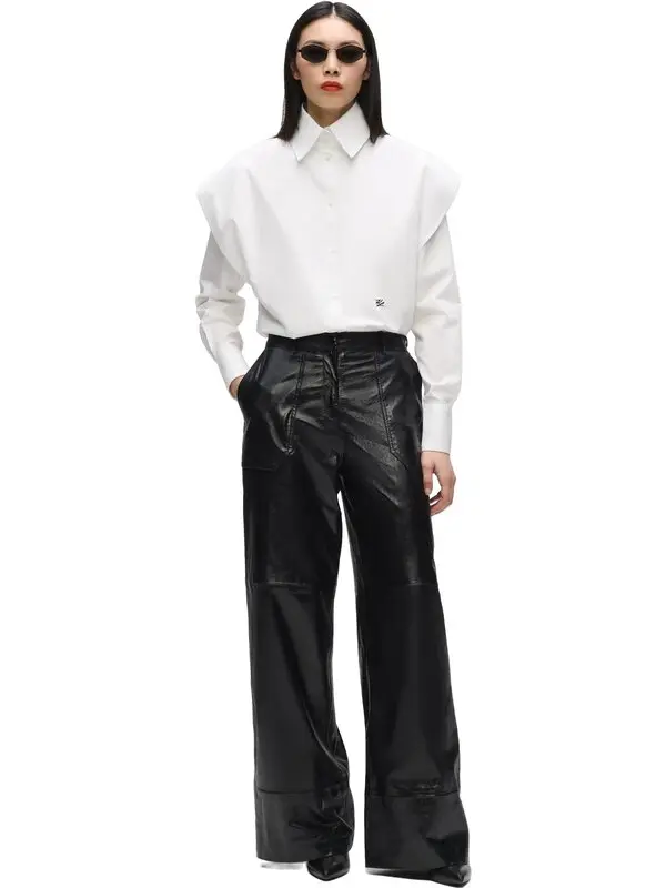 Karl Lagerfeld Wide-leg Leather Pants - Black