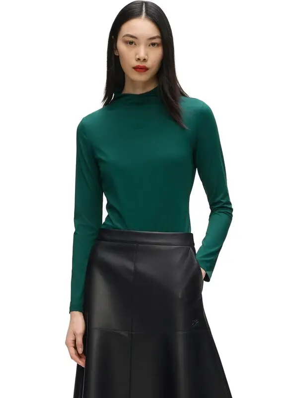 Karl Lagerfeld Mock Neck Long Sleeve Snake Print Top - Garden