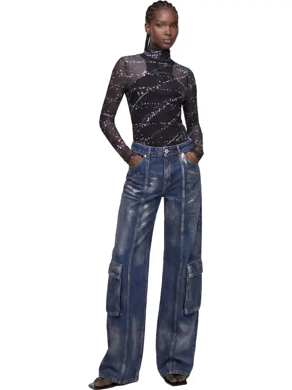KL JEANS Jeans Utility Cargo Relaxed Fit Jeans - Coated Blue