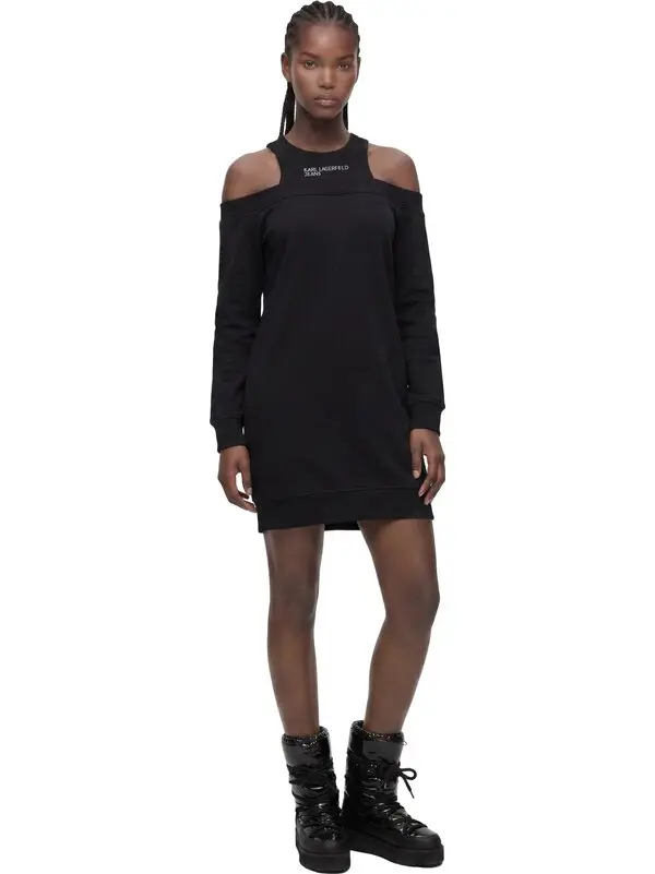 KL JEANS Cold-shoulder Sweat Dress - Black