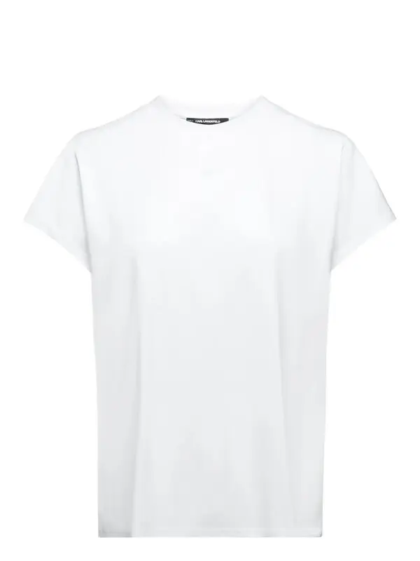 Karl Lagerfeld Capped Sleeve T-shirt With Embroidered Logo - White