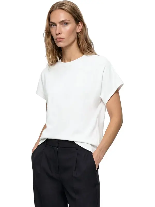 Karl Lagerfeld Capped Sleeve T-shirt With Embroidered Logo - White