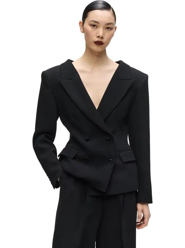 Karl Lagerfeld Wide Shoulder Blazer - Black