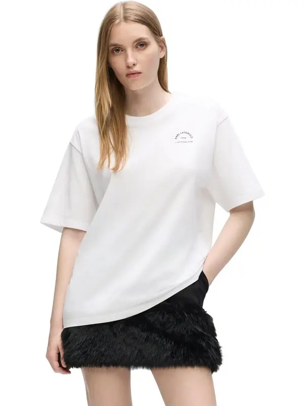Karl Lagerfeld Rue St-guillaume Organic Cotton Oversized T-shirt - White