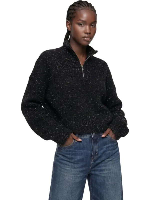 KL JEANS Jeans Fluffy Half-zip Sweater - Black