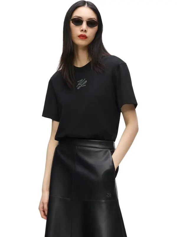 Karl Lagerfeld Rhinestone Autograph T-shirt - Black