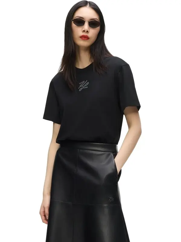 Karl Lagerfeld Rhinestone Autograph T-shirt - Black