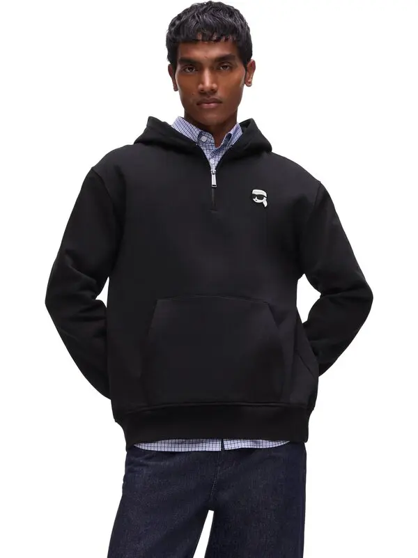 Karl Lagerfeld Ikon Half-zip Hoodie - Black