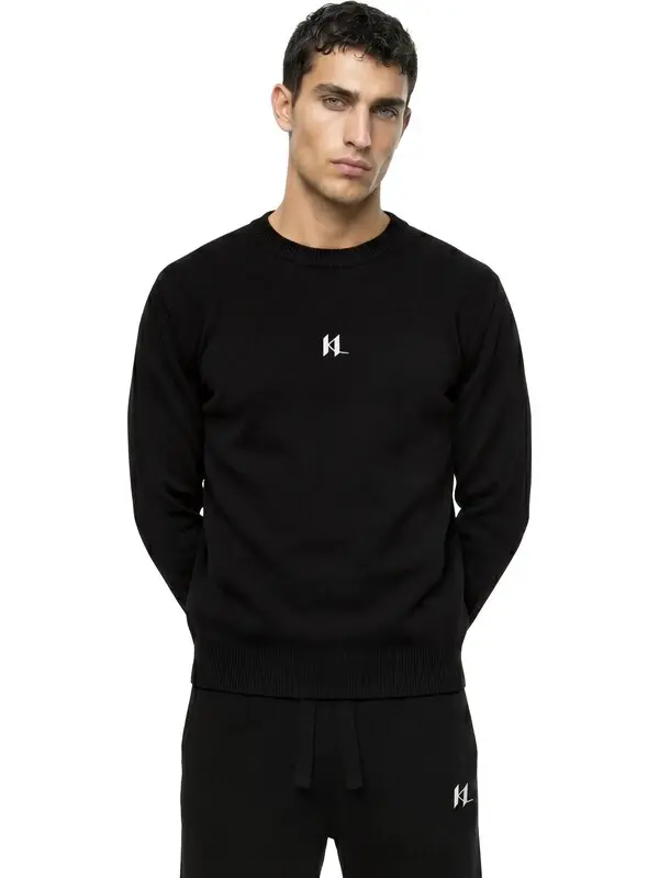 Karl Lagerfeld Monogram Cashmere Blend Loungewear Sweater - Black