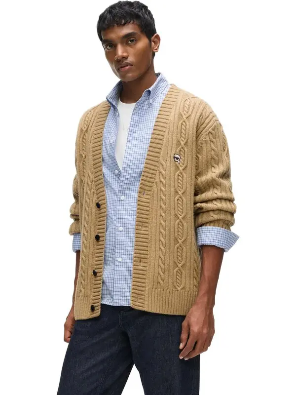 Karl Lagerfeld Ikon Cable Knit Cardigan - Twill