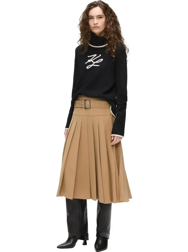 Karl Lagerfeld Pleated Midi Skirt - Nougat