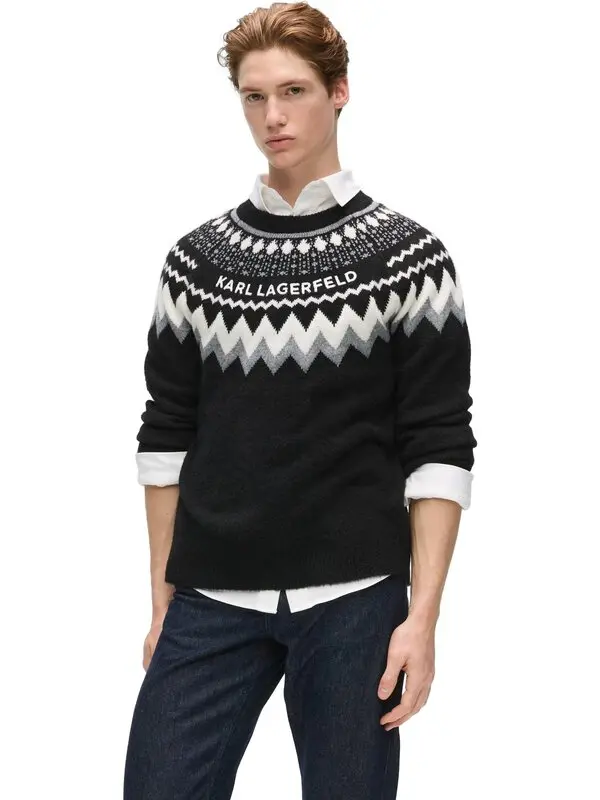 Karl Lagerfeld Fairisle Knitted Sweater - Black