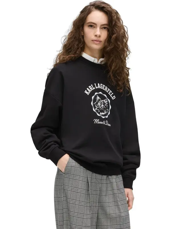 Karl Lagerfeld Ikon Choupette Muse Sweatshirt - Black