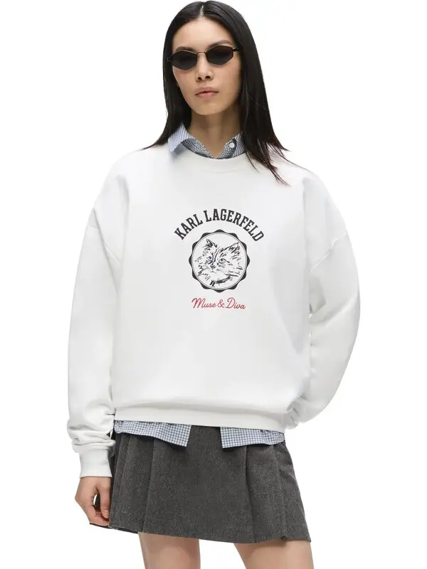 Karl Lagerfeld Ikon Choupette Muse Sweatshirt - White
