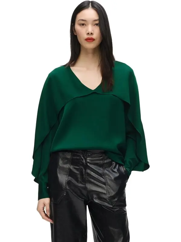 Karl Lagerfeld V-neck Flounce Blouse - Garden