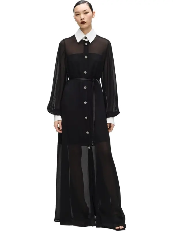 Karl Lagerfeld Kl Studio Georgette Shirt Dress - Black