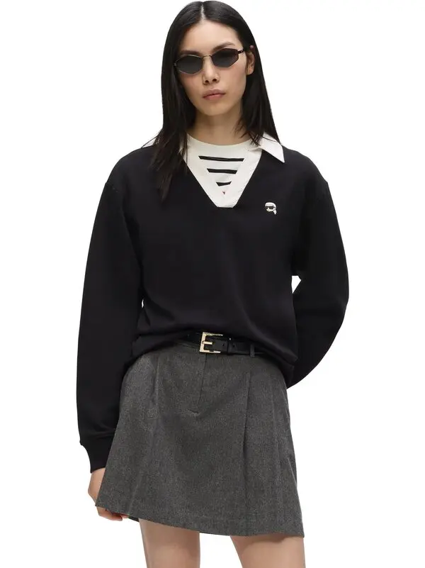 Karl Lagerfeld Ikon V-neck Sweatshirt - Black