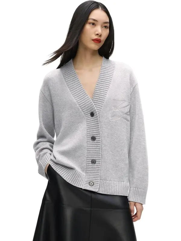 Karl Lagerfeld Soutache Cardigan - Light Grey Mel