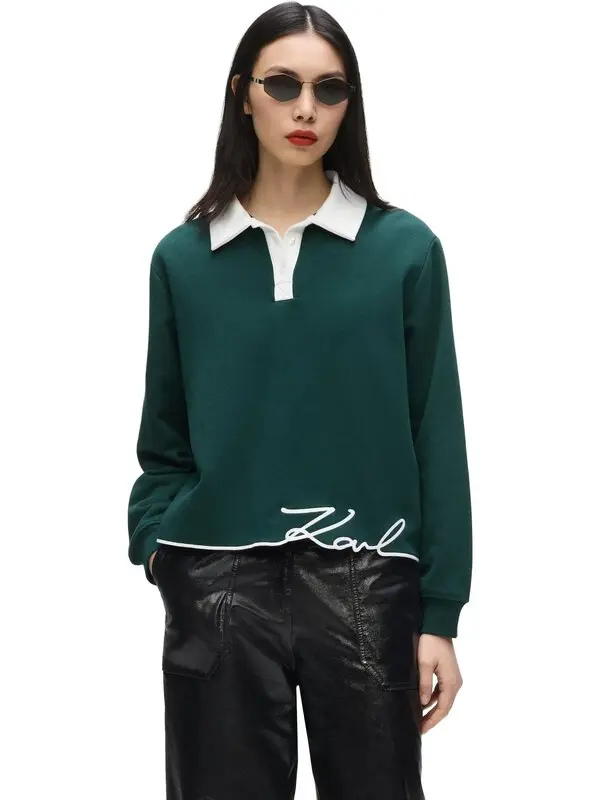 Karl Lagerfeld Signature Polo Sweatshirt - Garden