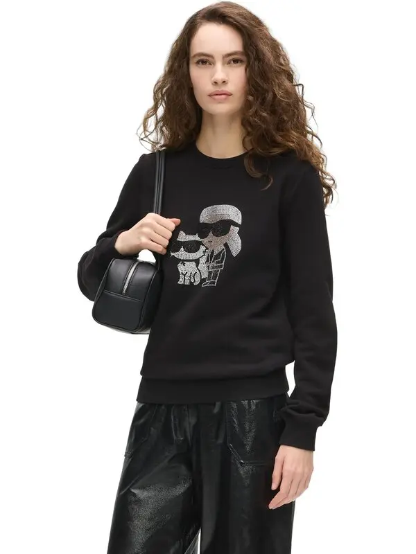 Karl Lagerfeld Ikon Rhinestone Sweatshirt - Black