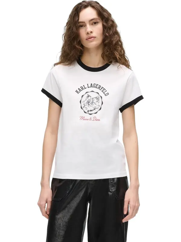 Karl Lagerfeld Ikon Choupette Muse T-shirt - Optic White